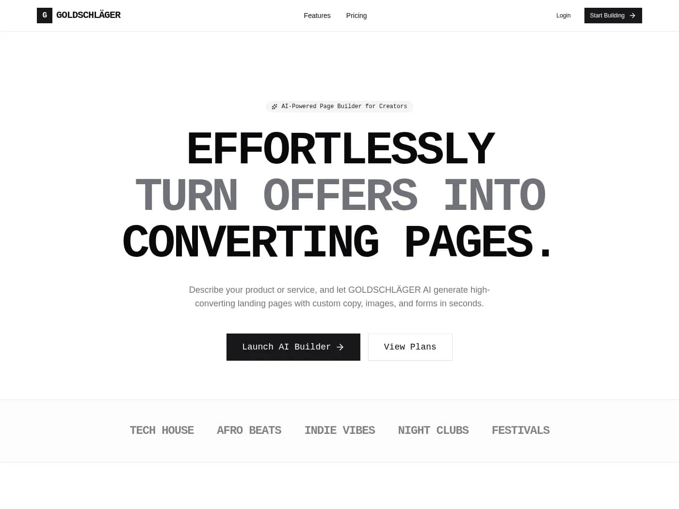 GOLDSCHLÄGER AI Page Builder