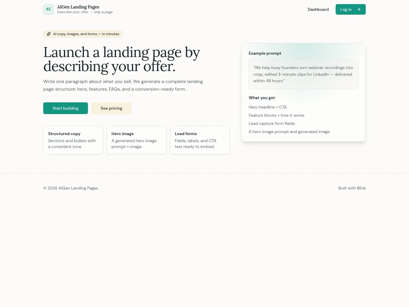 AIGen Landing Pages