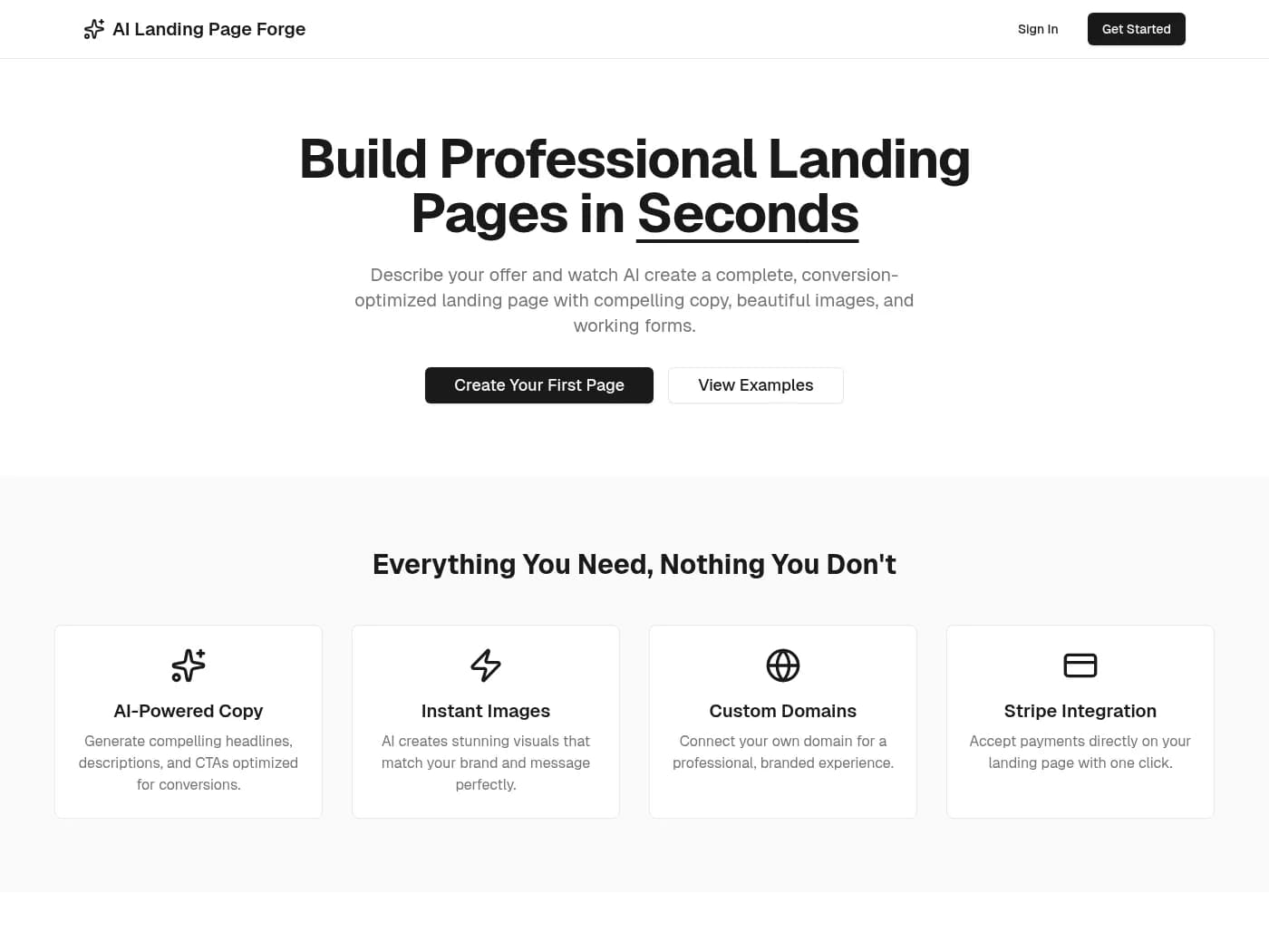 AI Landing Page Forge