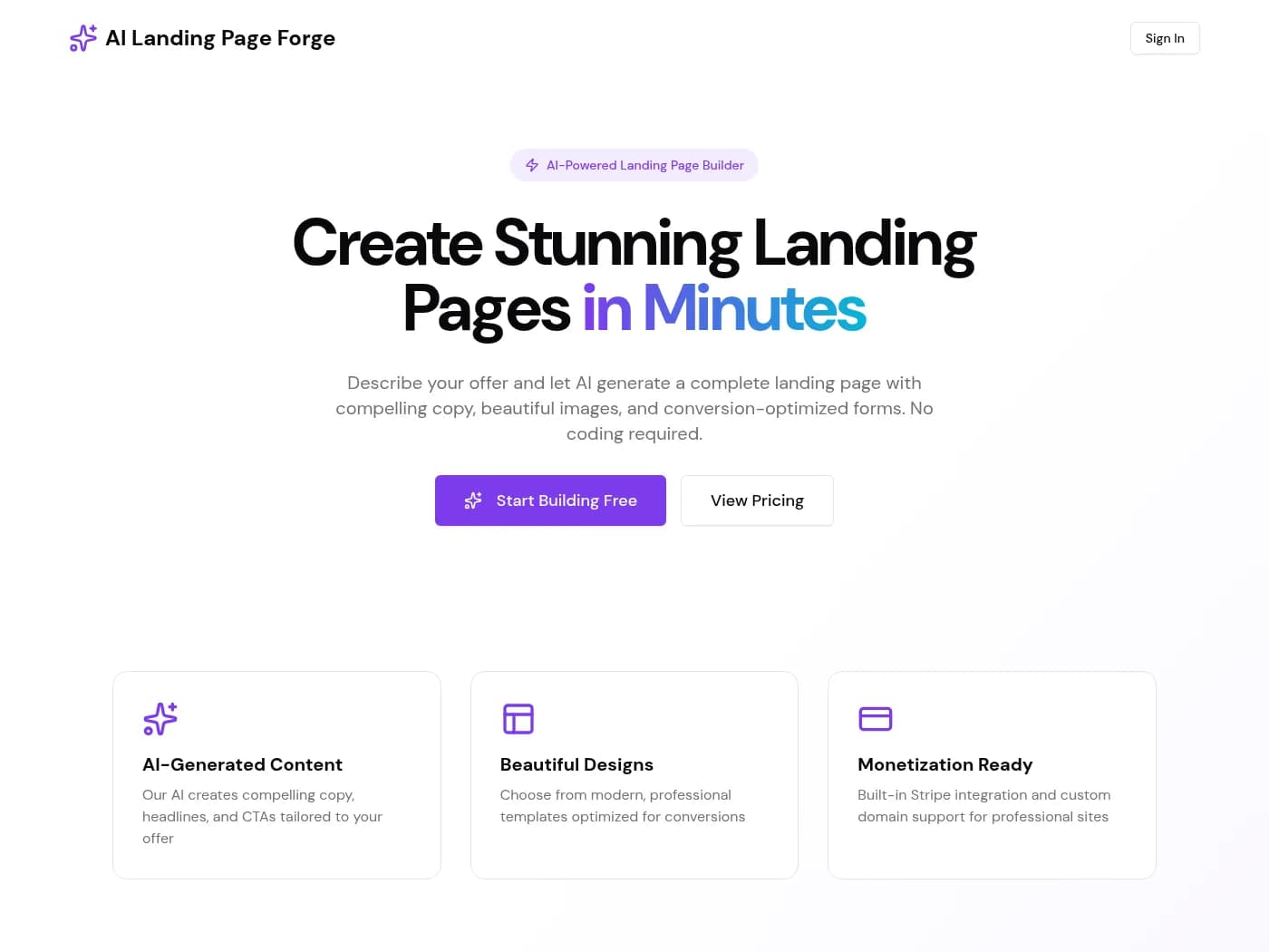AI Landing Page Forge