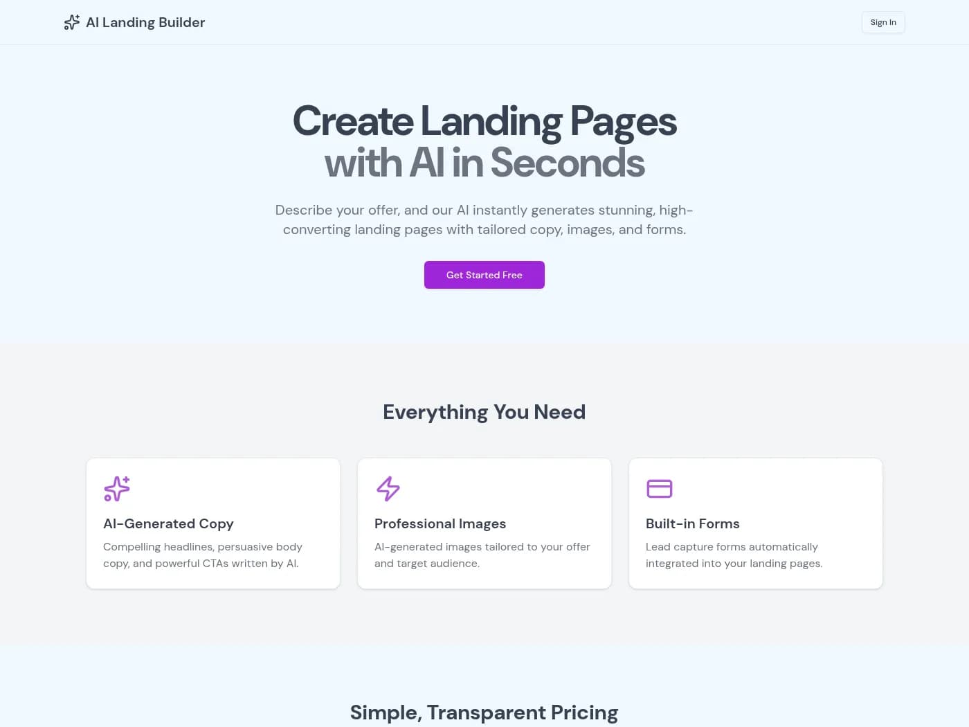 AI Landing Page Builder