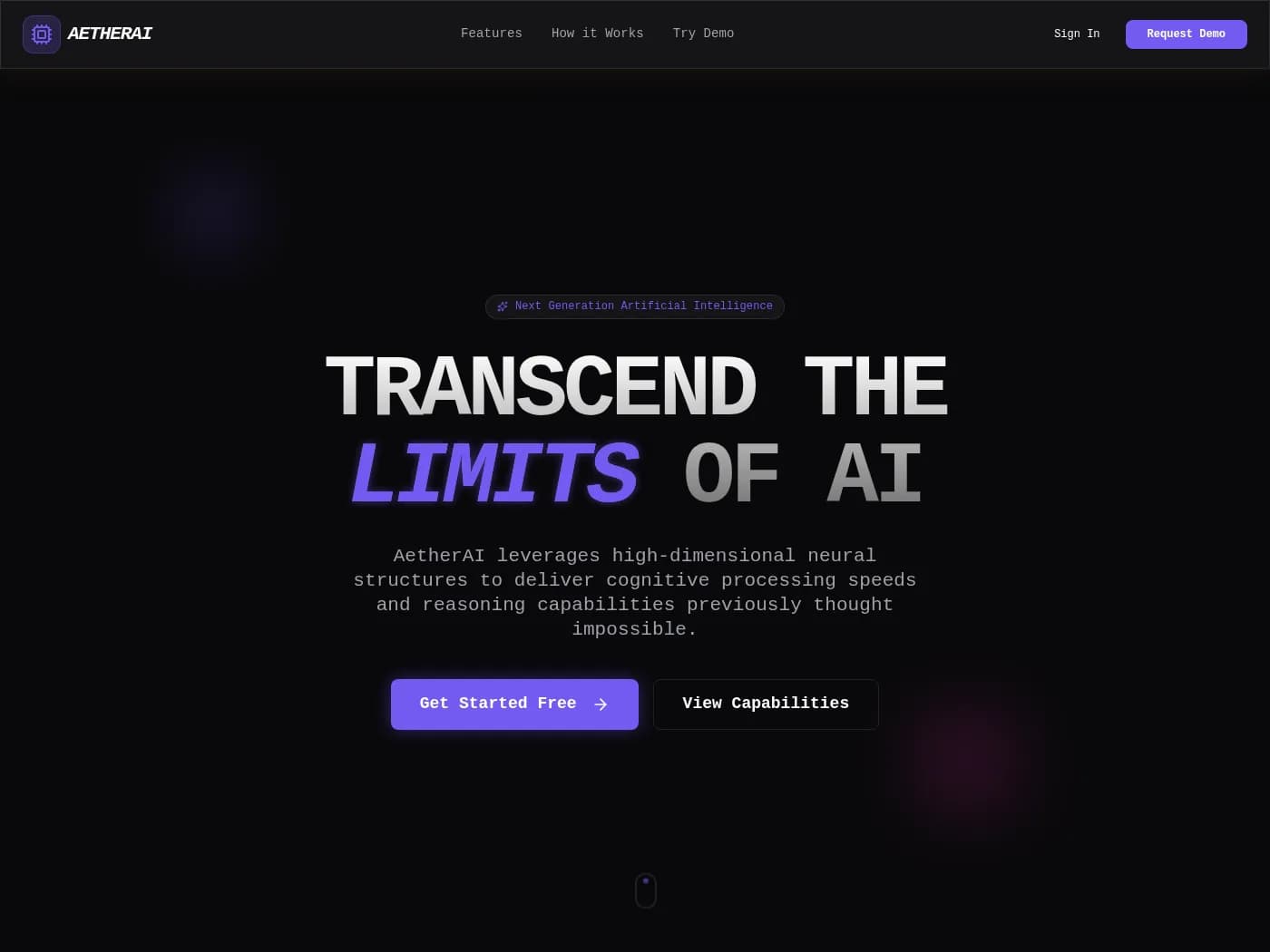 AetherAI Landing Page