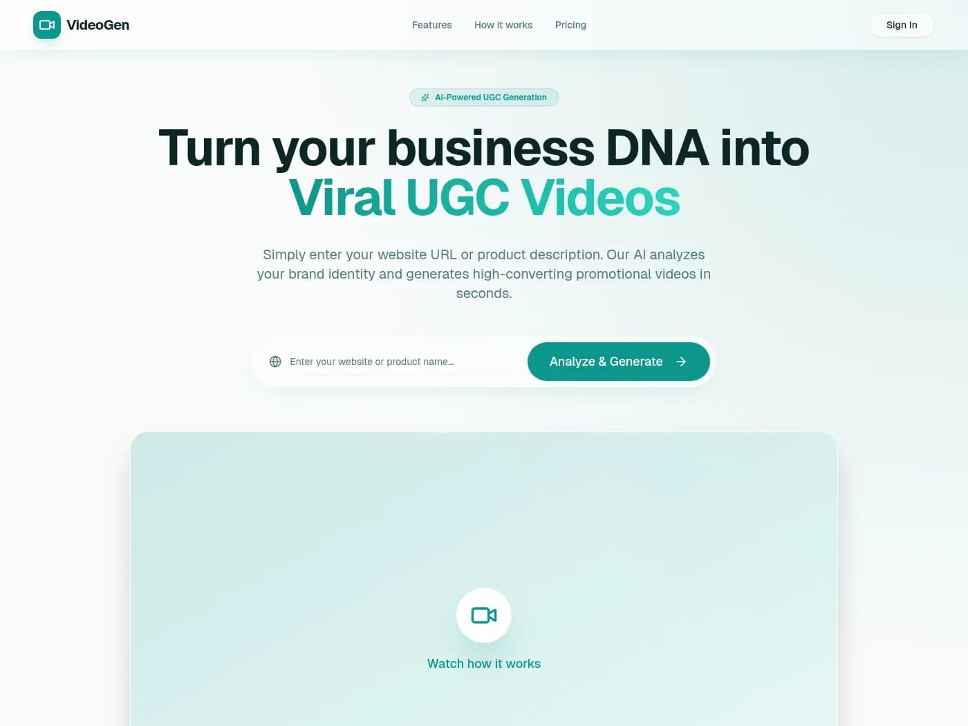 VideoGen Landing Builder