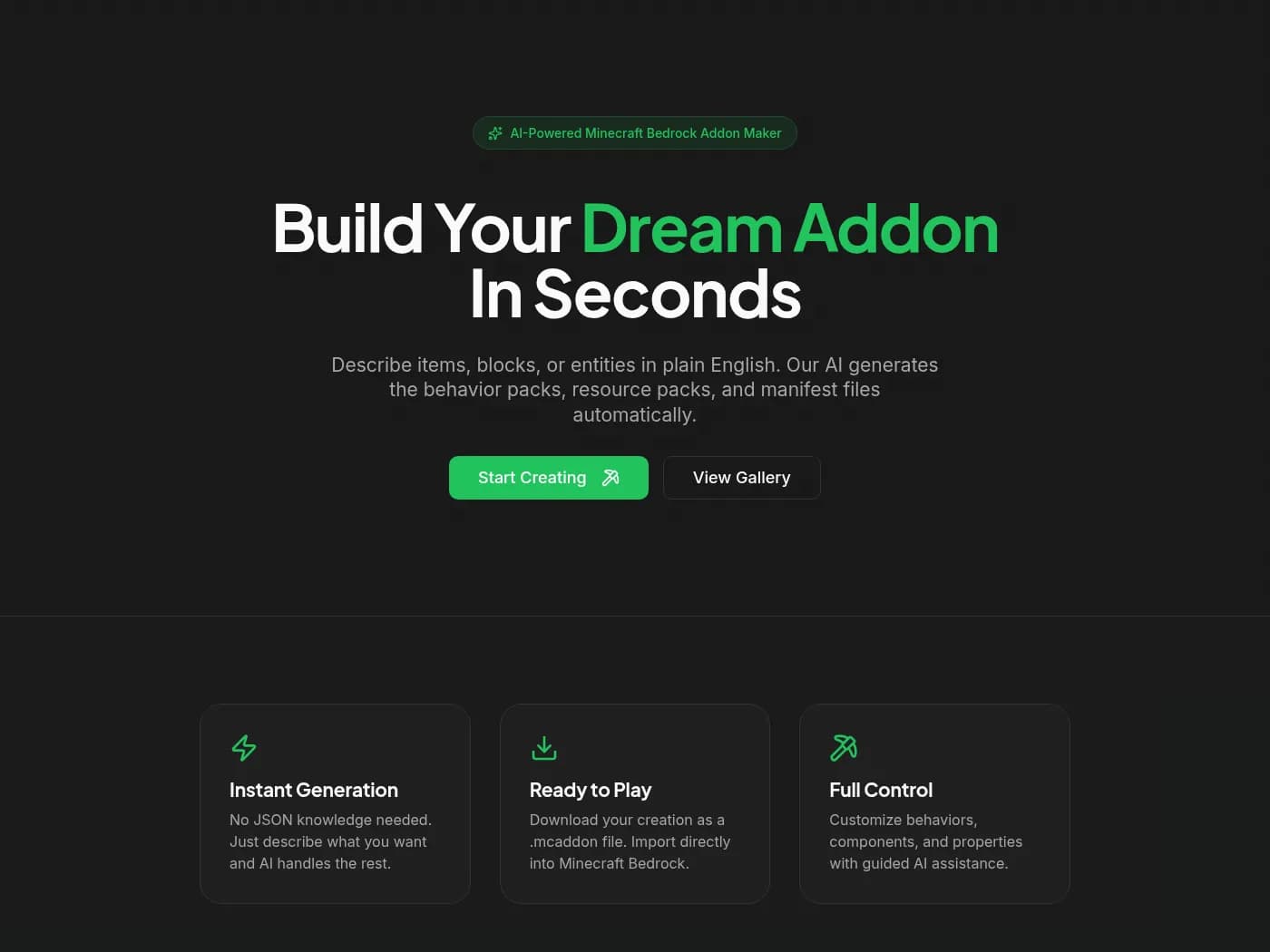 AI Minecraft Addon Maker