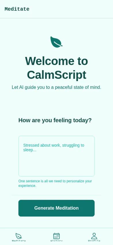 CalmScript AI Meditation