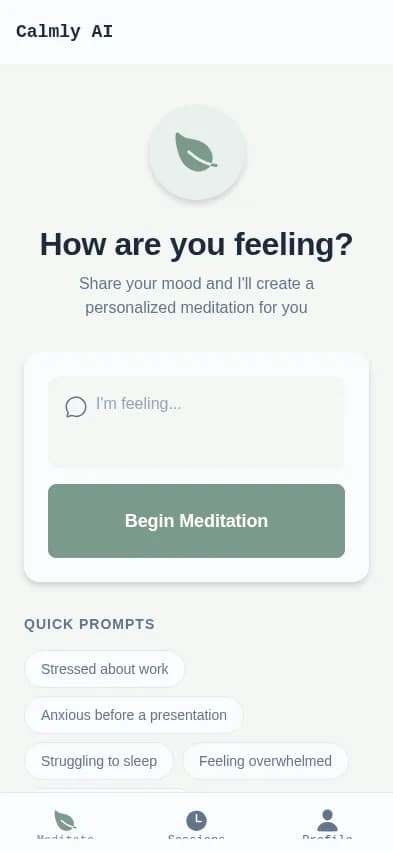 Calmly AI Meditations