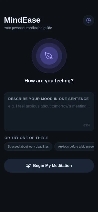 MindEase AI Meditations