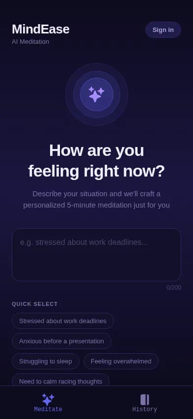 MindEase AI Meditation