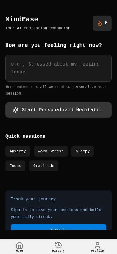 MindEase AI Meditation
