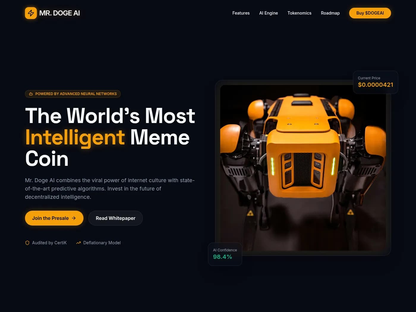 AI Meme Coin Webpage