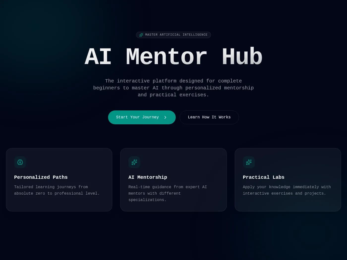 Construyó AI Mentor Hub , tu plataforma integral para dominar la inteligencia artificial desde cero.