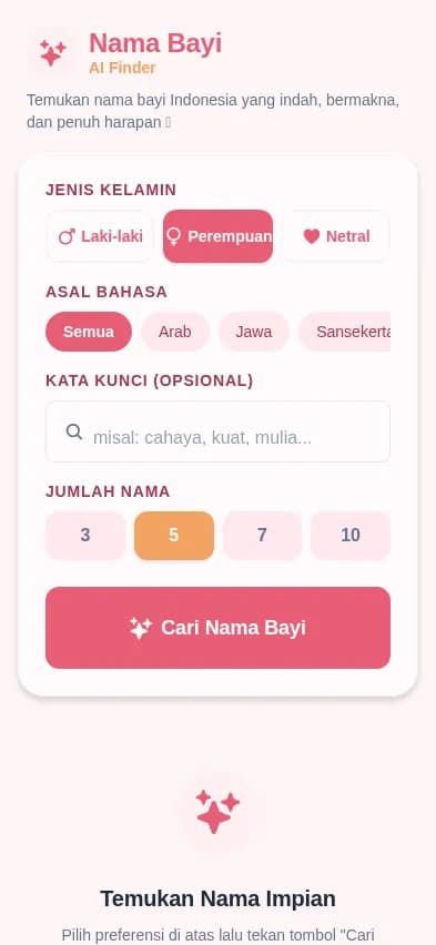 AI Nama Bayi Finder