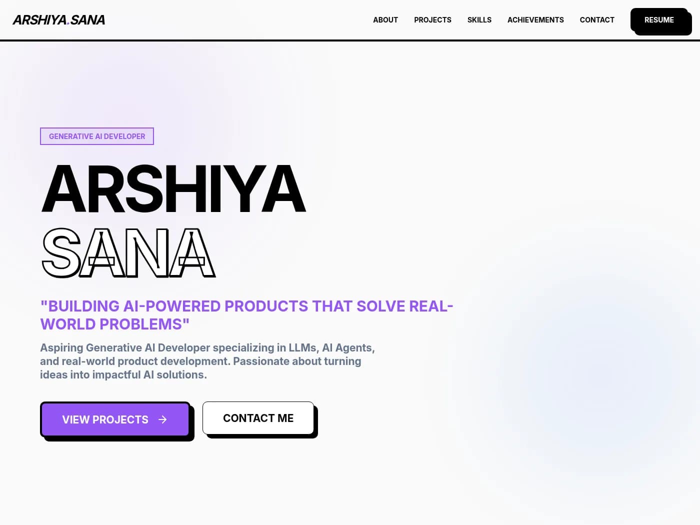 Arshiya Sana AI Portfolio