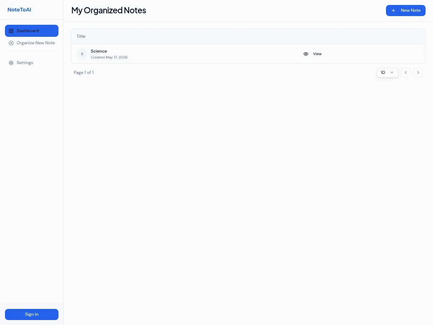 NoteToAI Organizer
