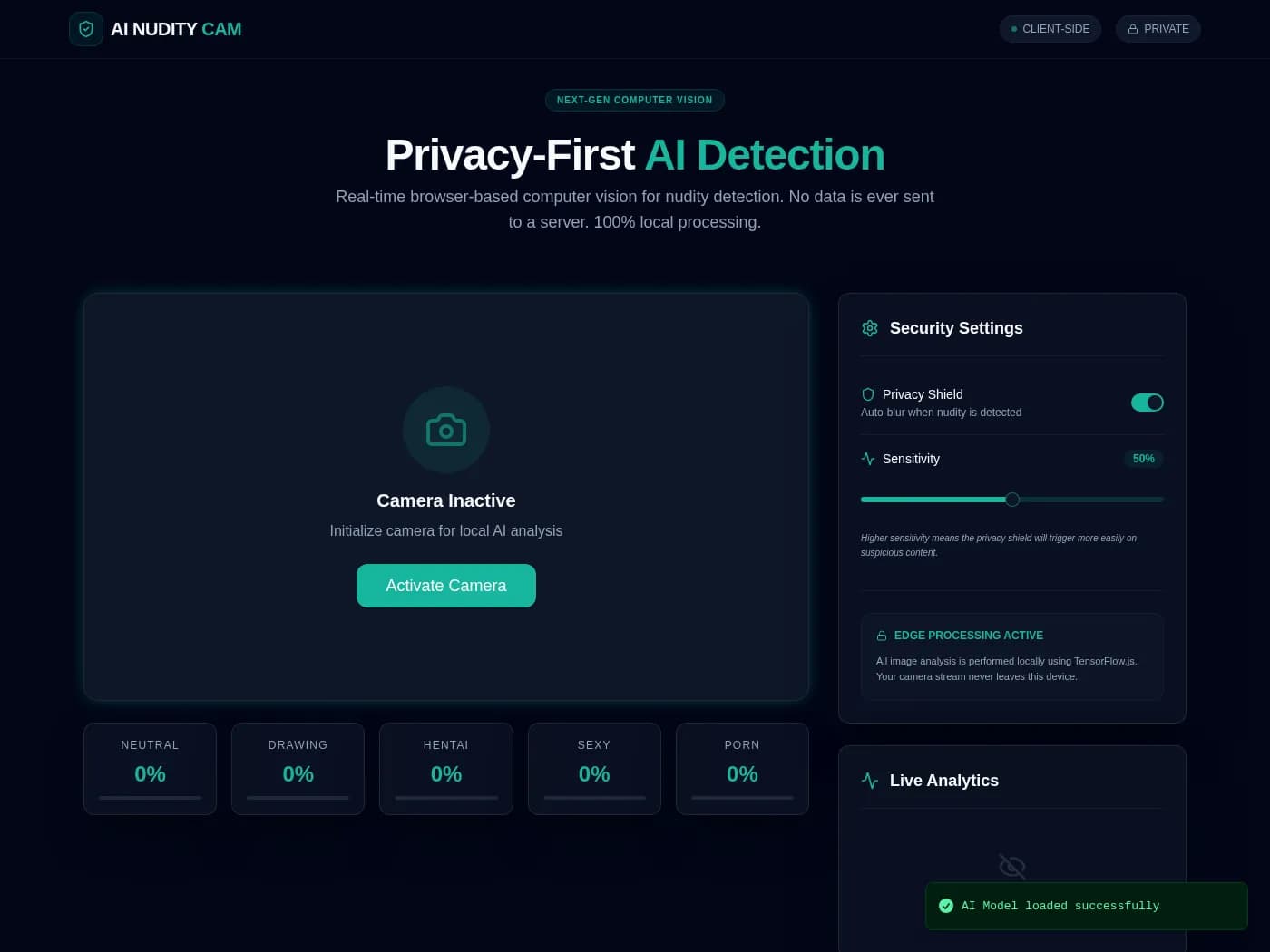 AI Nudity Detector WebCam