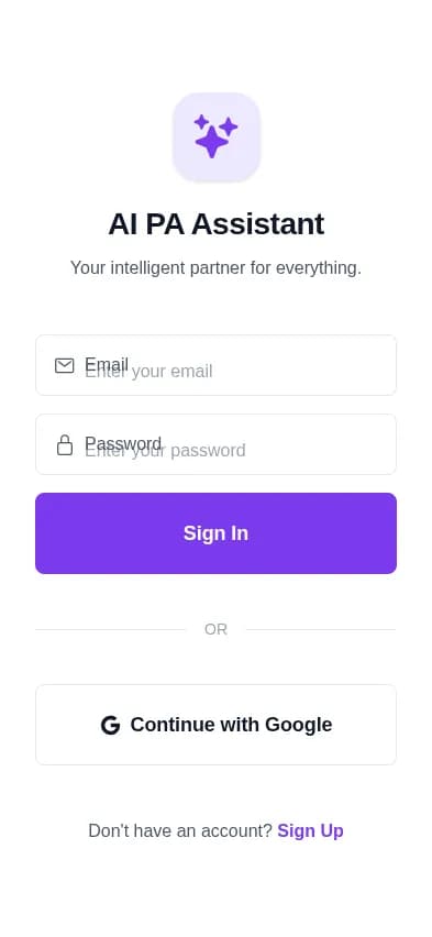 AI PA Assistant App