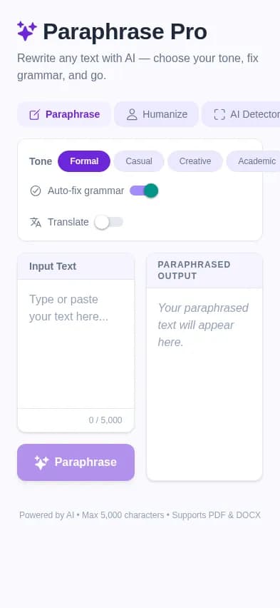 AI Paraphrase Tool