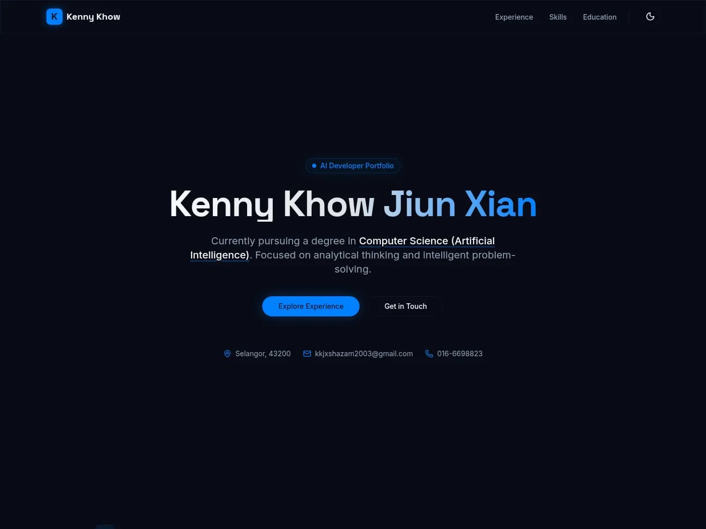 Minimalist AI Portfolio