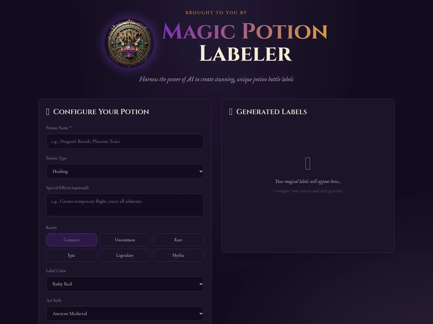 MNC Apothecary's Magic Potion Labeler