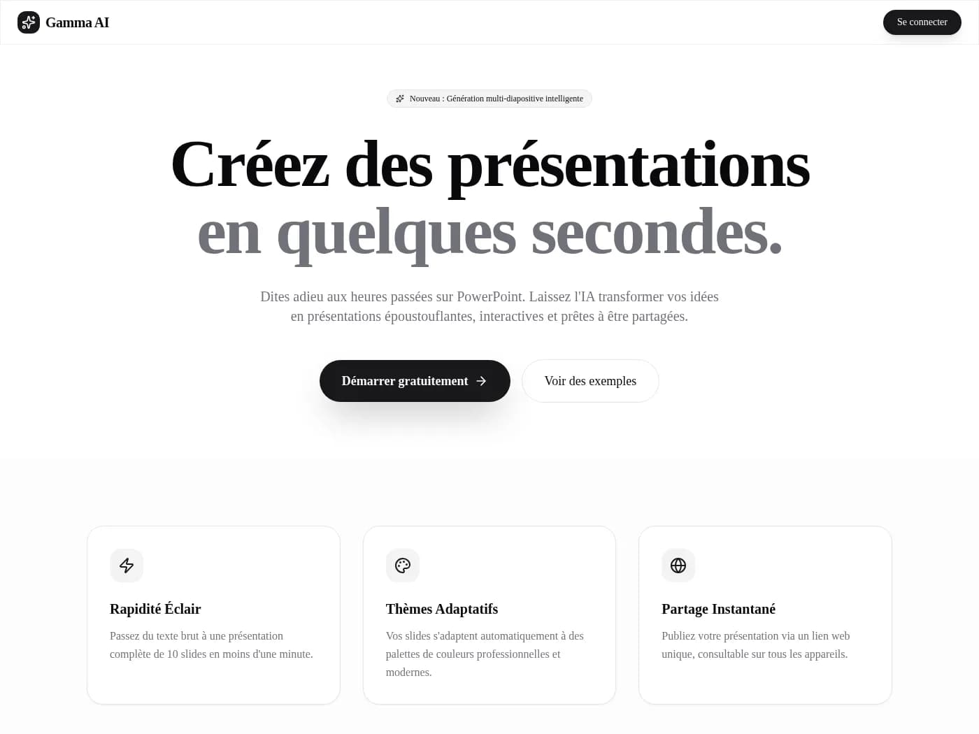 Gamma-Style AI Présentations