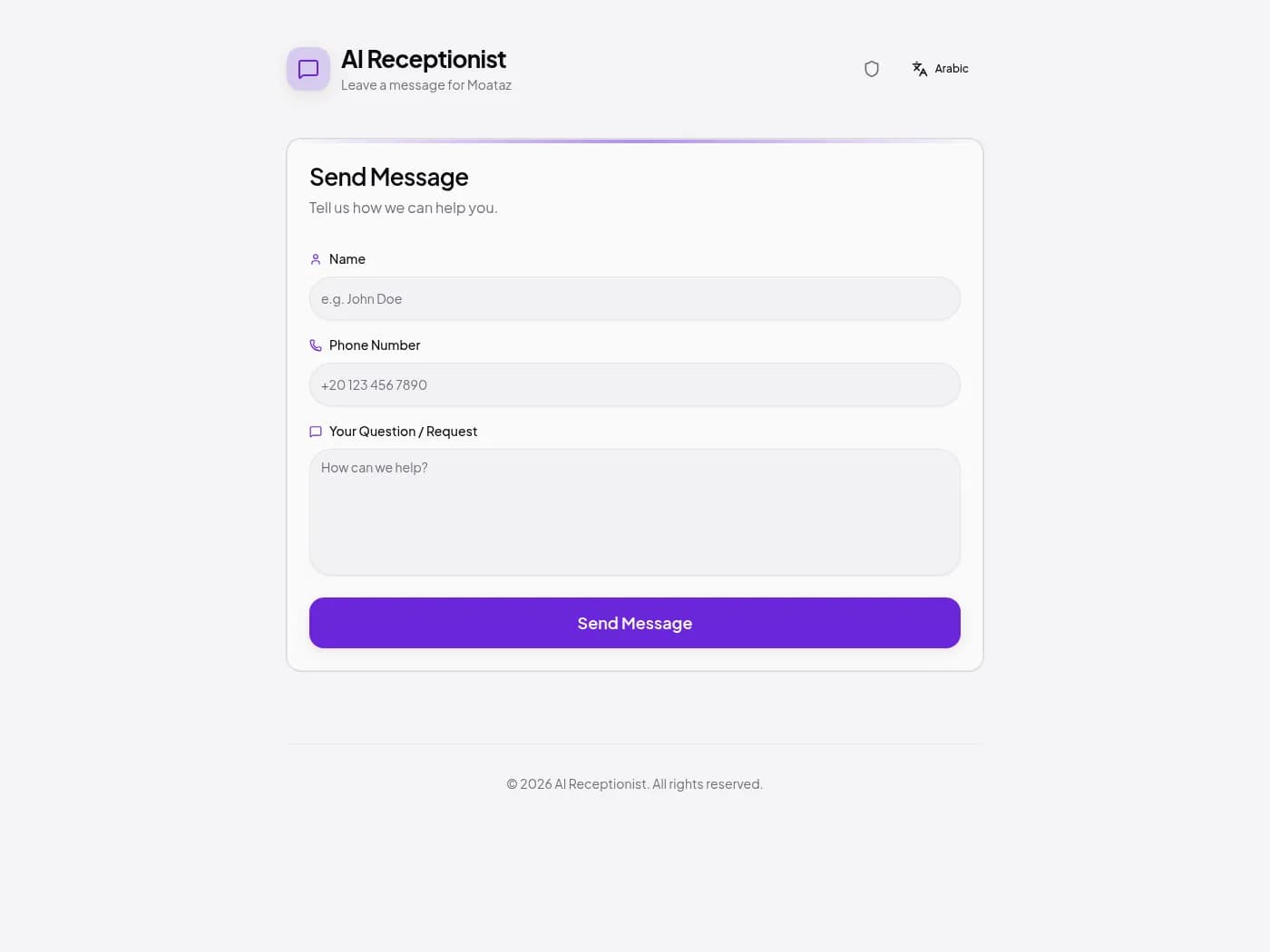 AI Receptionist Dashboard