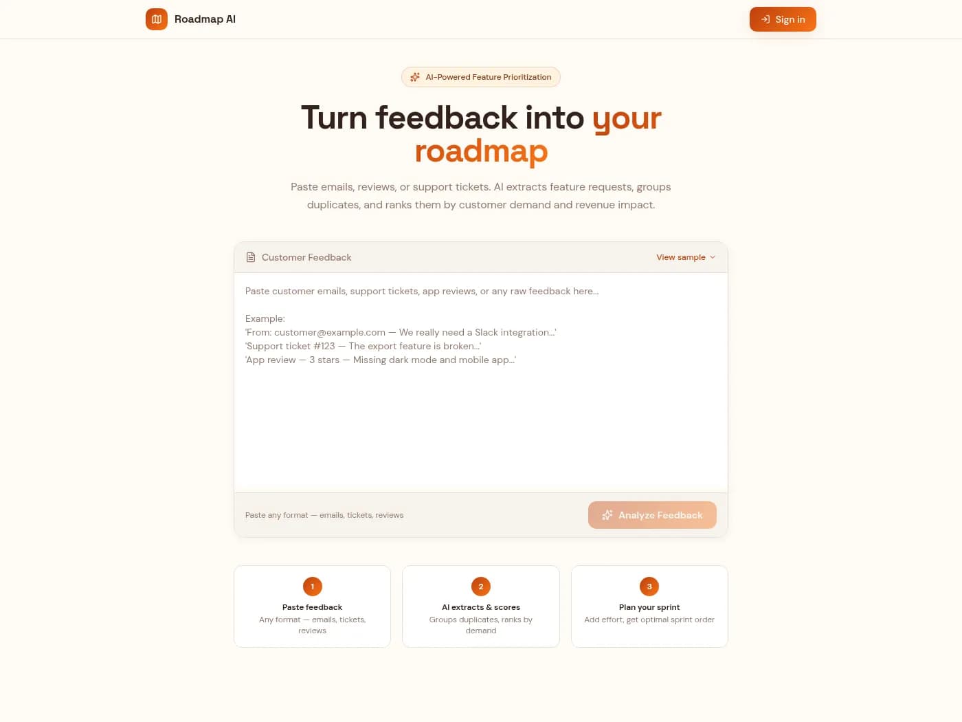 Feedback Roadmap AI