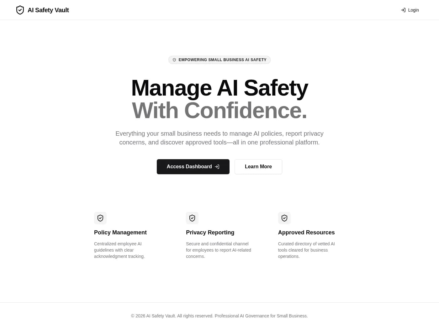 AI Safety Vault Dashboard