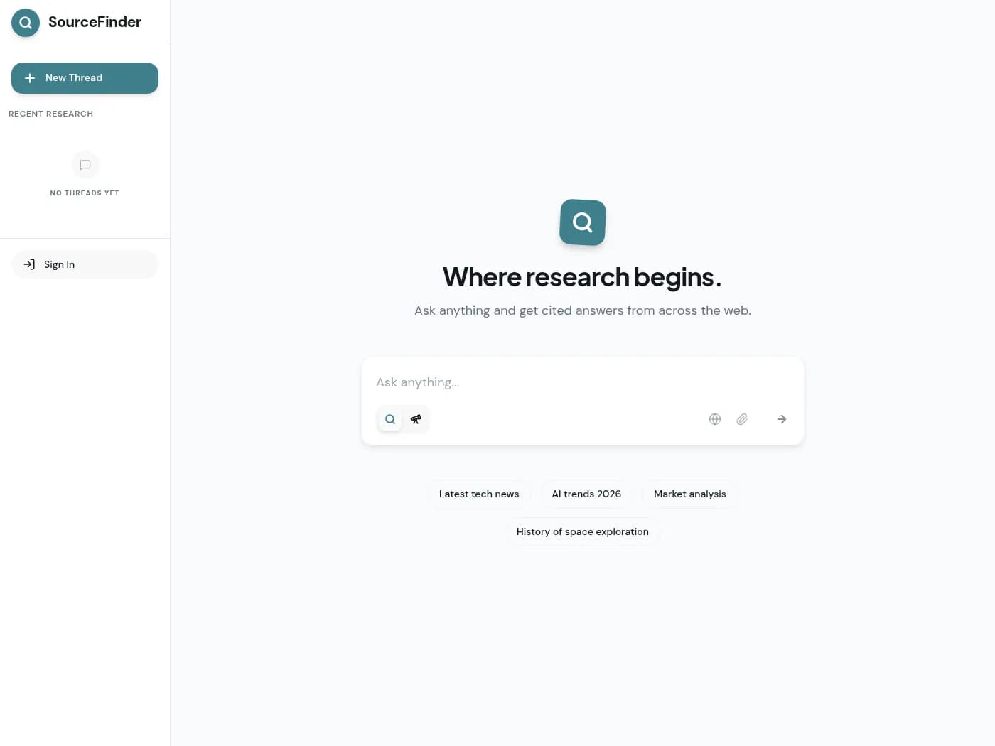 SourceFinder AI Search