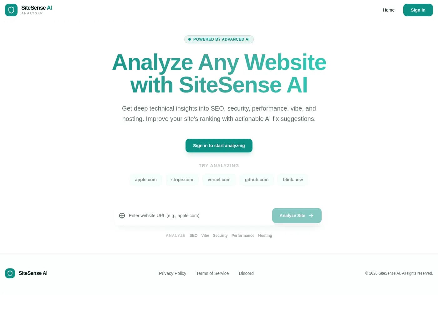 SiteSense AI Analyzer