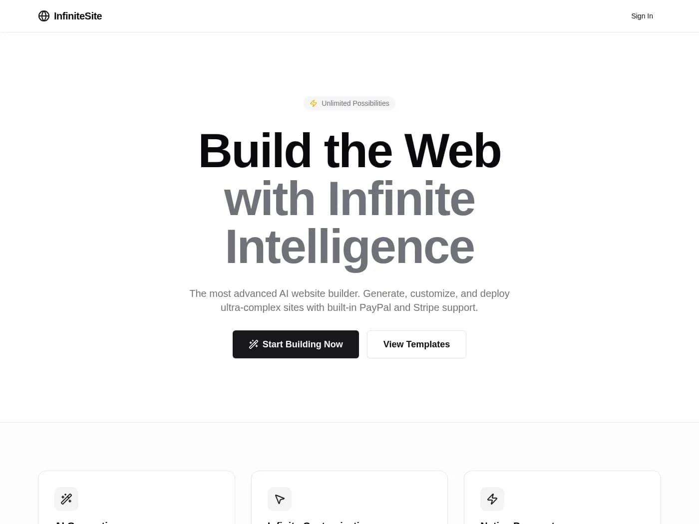 InfiniteSite AI Builder