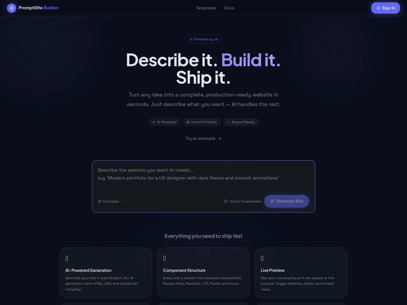 PromptSite Builder