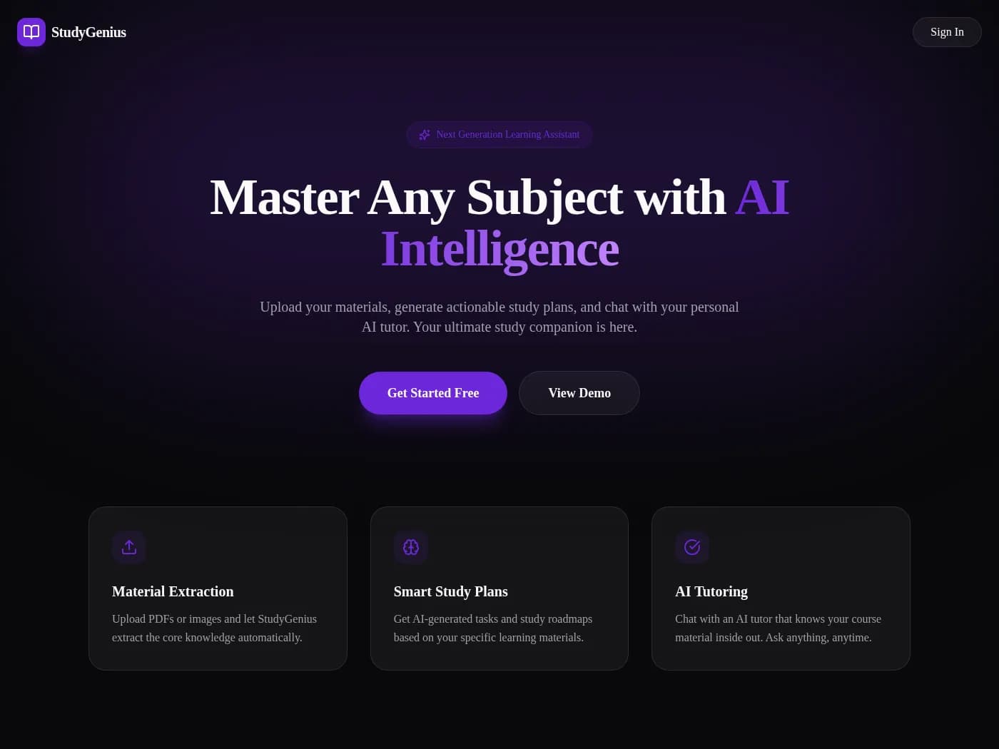 AI StudyGenius Platform