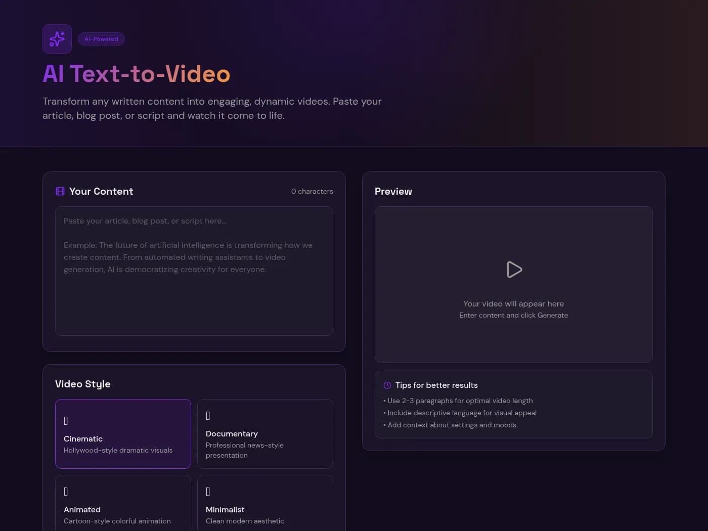 AI Text-to-Video Reader