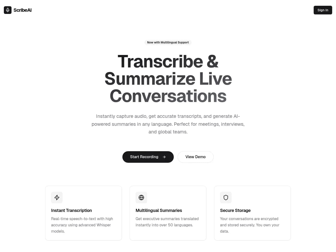 AI Multilanguage Transcribe