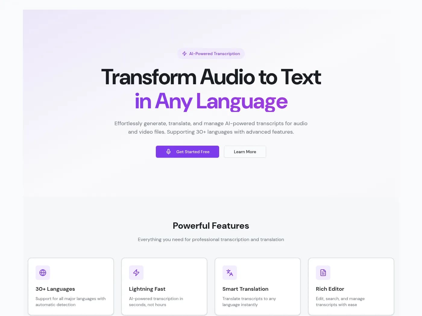 Universal AI Transcript Web App