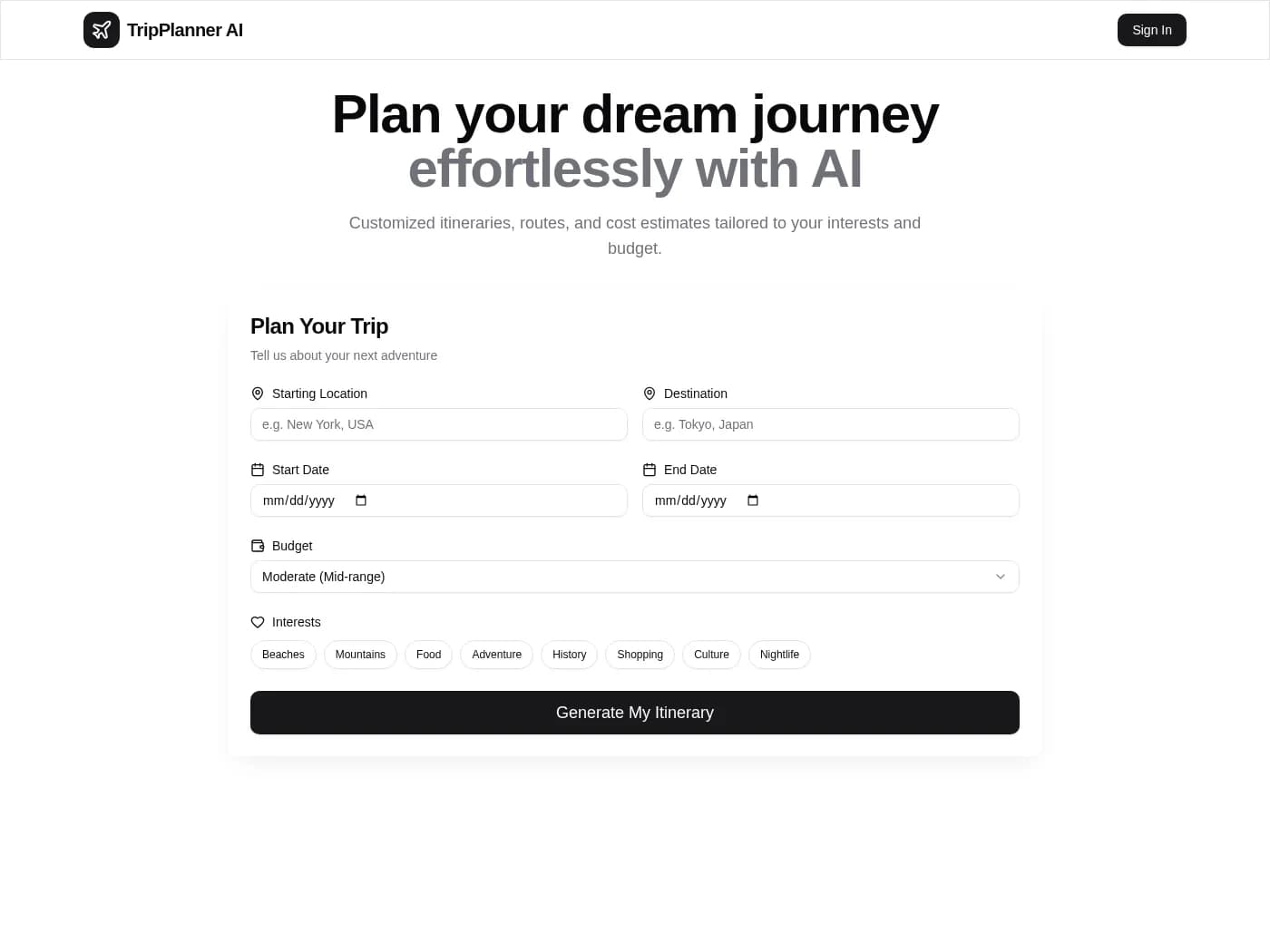 AI Trip Planner