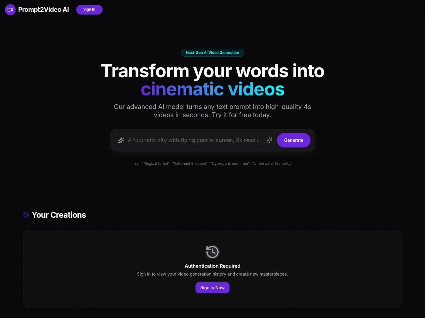 Prompt2Video Generator