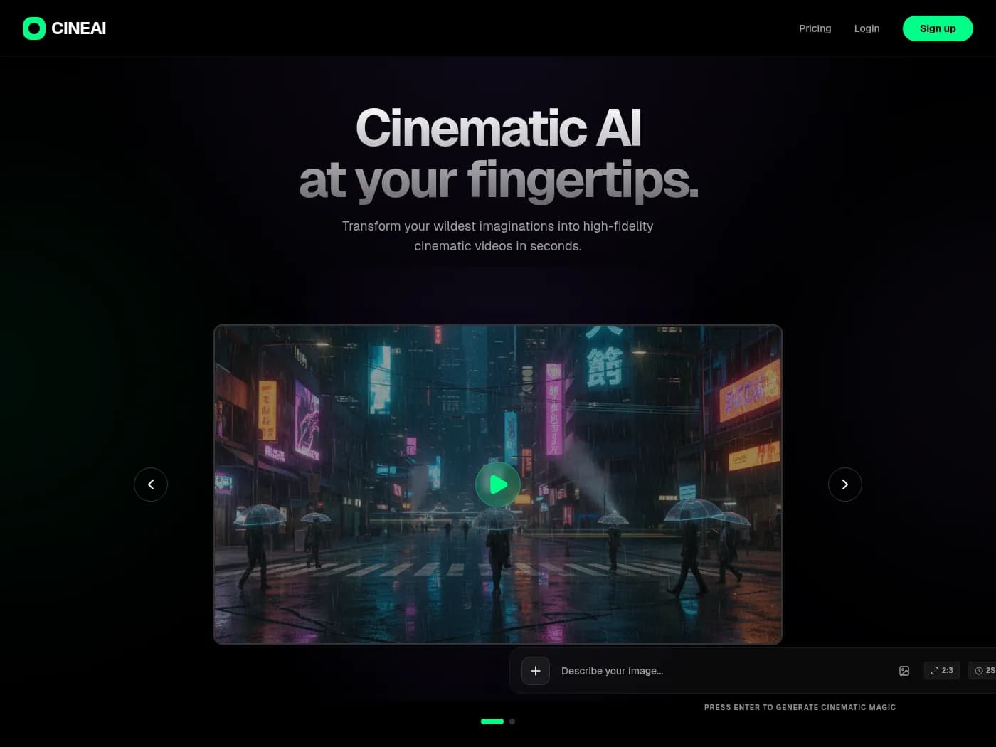 CineAI Landing Page