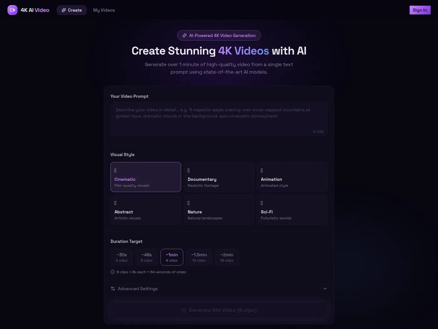4K AI Video Maker