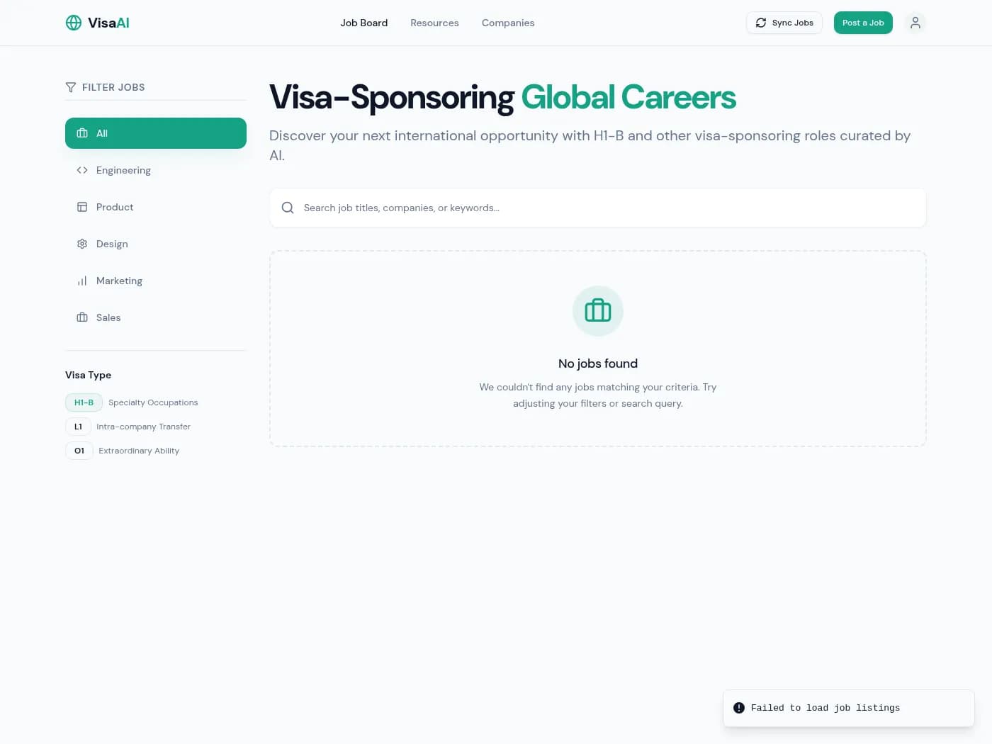 Visa AI Job Board