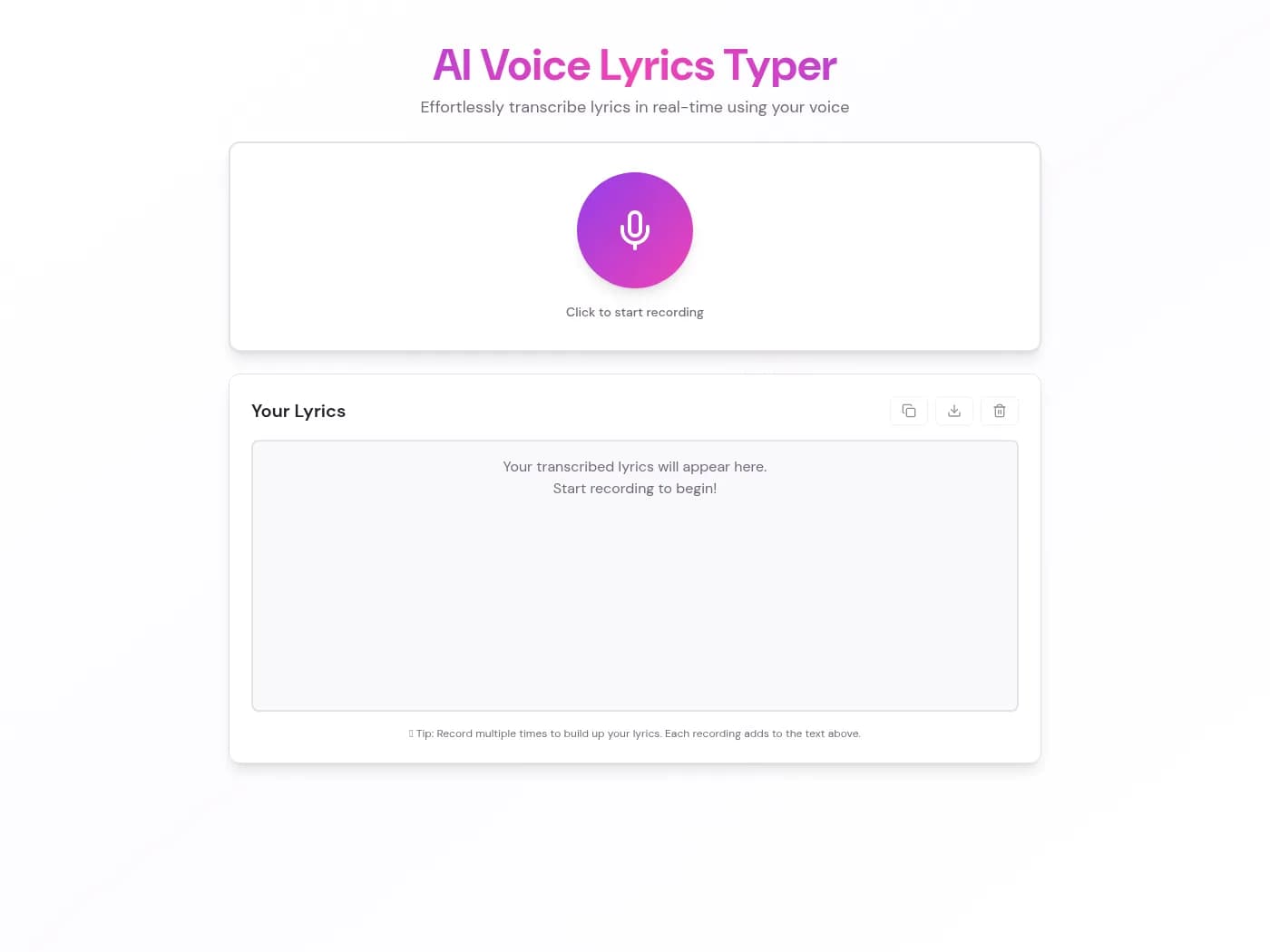 AI Voice Lyrics Typer
