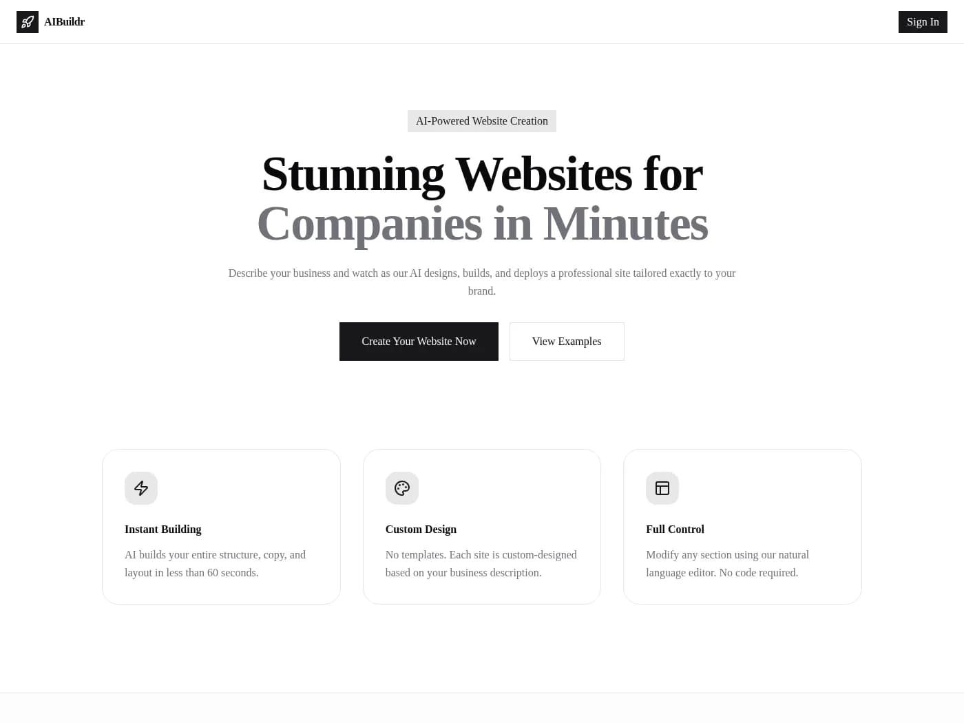 AIBuildr Web Creator