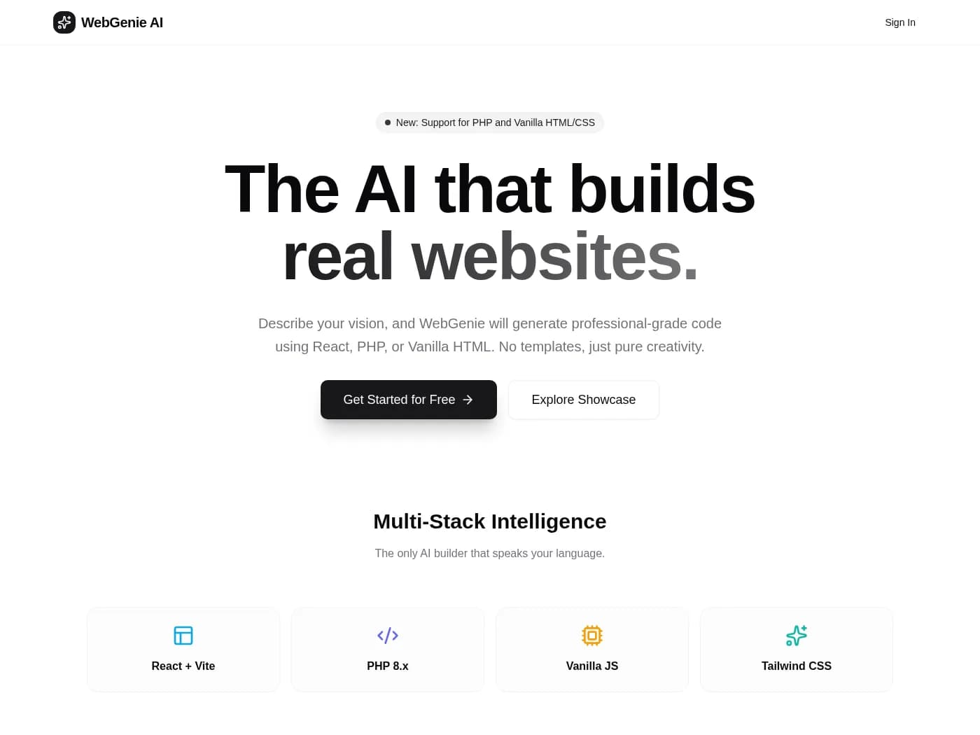 WebGenie AI Builder