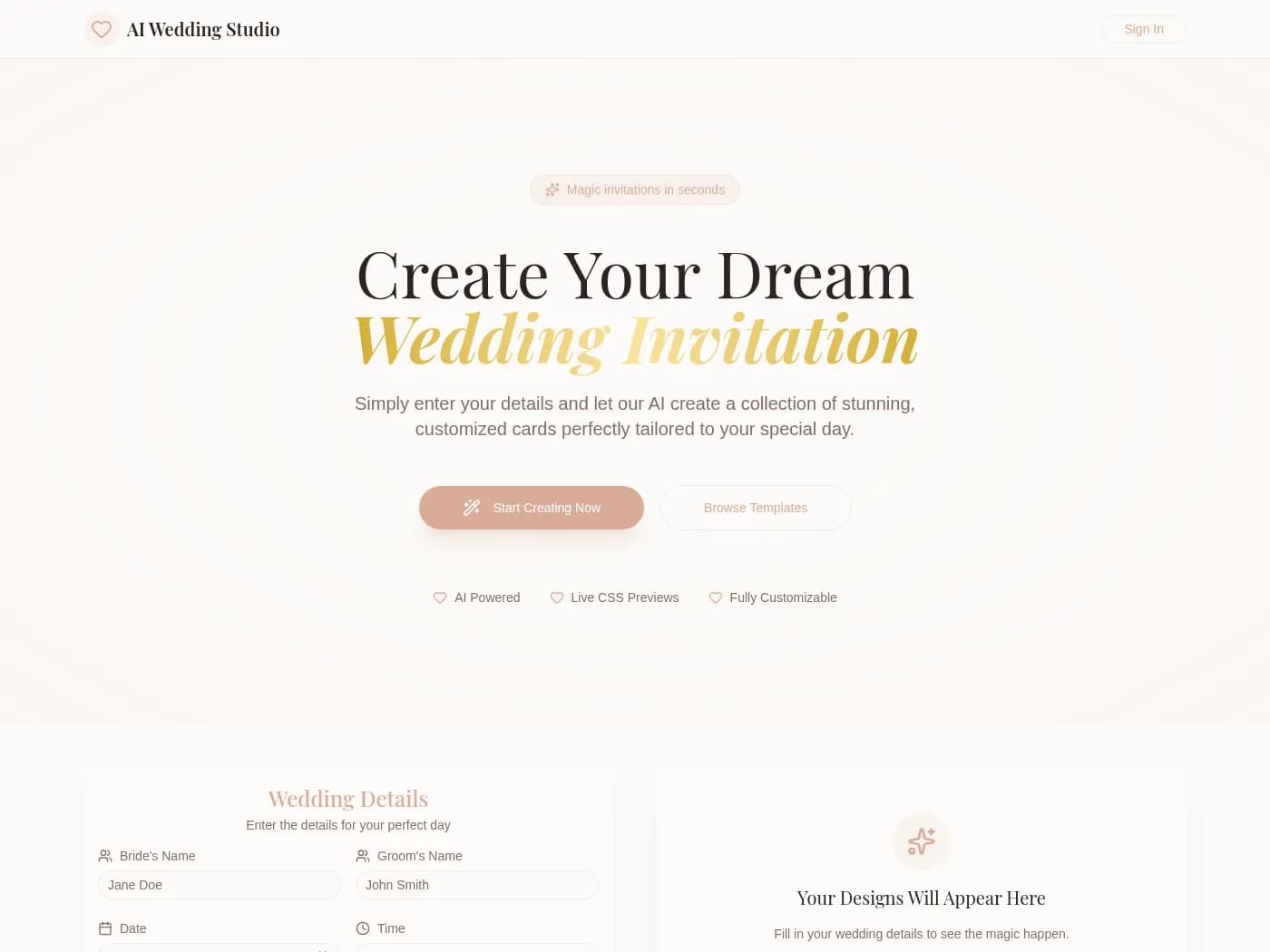 AI Wedding Card Studio