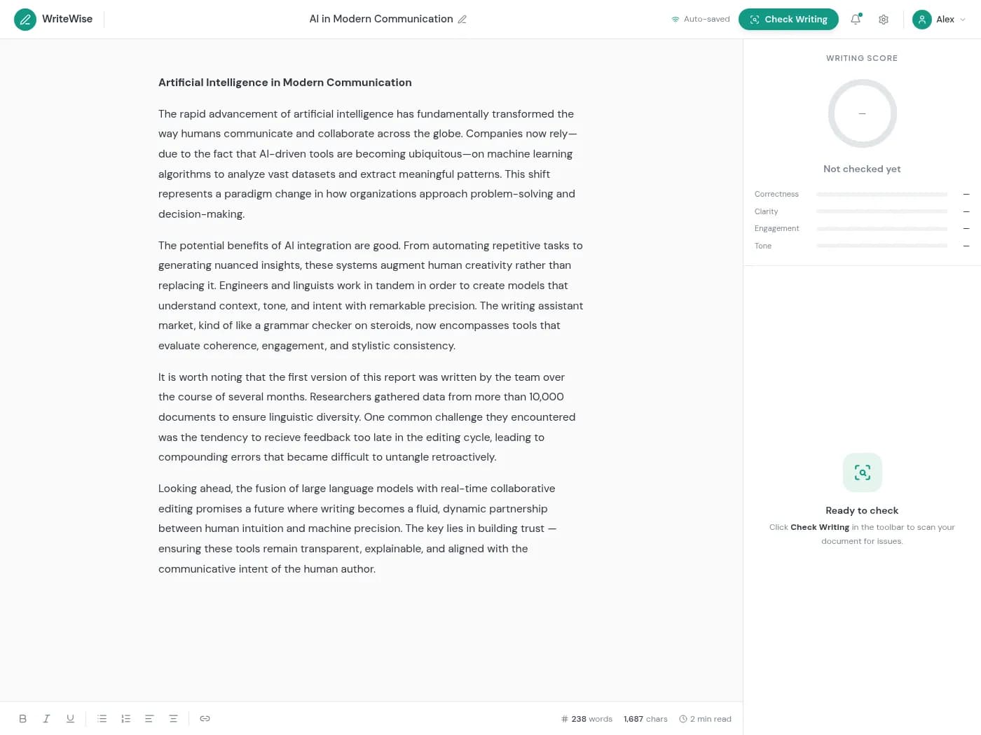 WriteWise Workspace