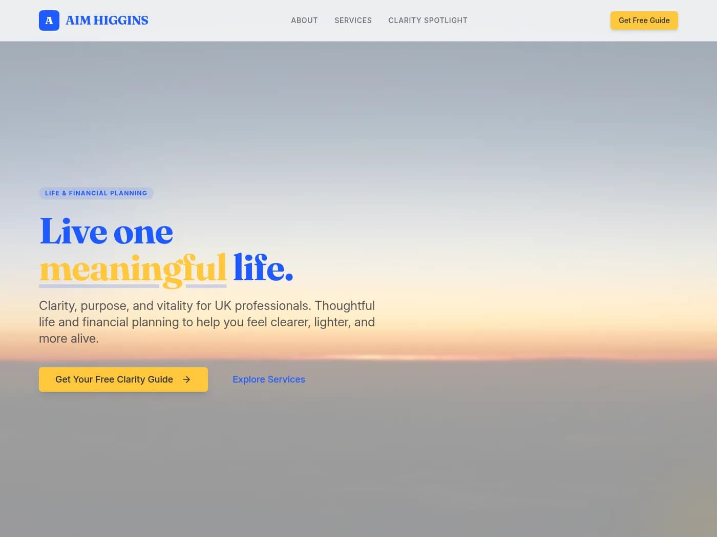 Aim Higgins Landing Page