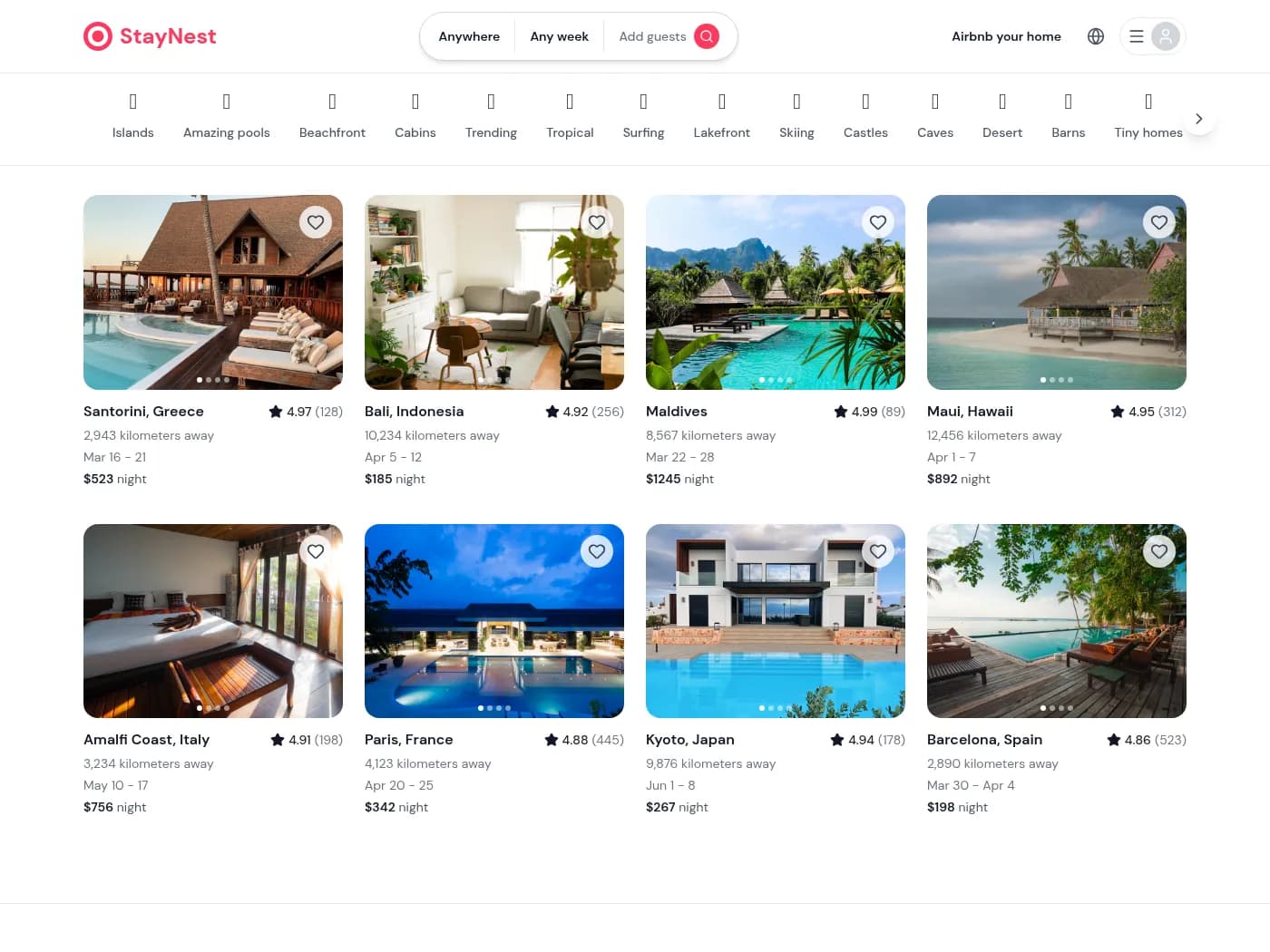 StayNest Airbnb Clone