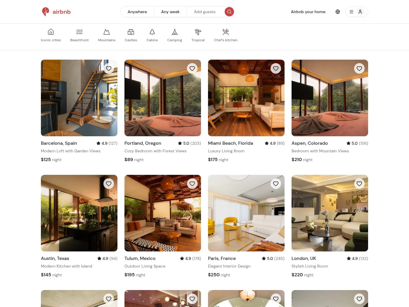 Airbnb Web Clone