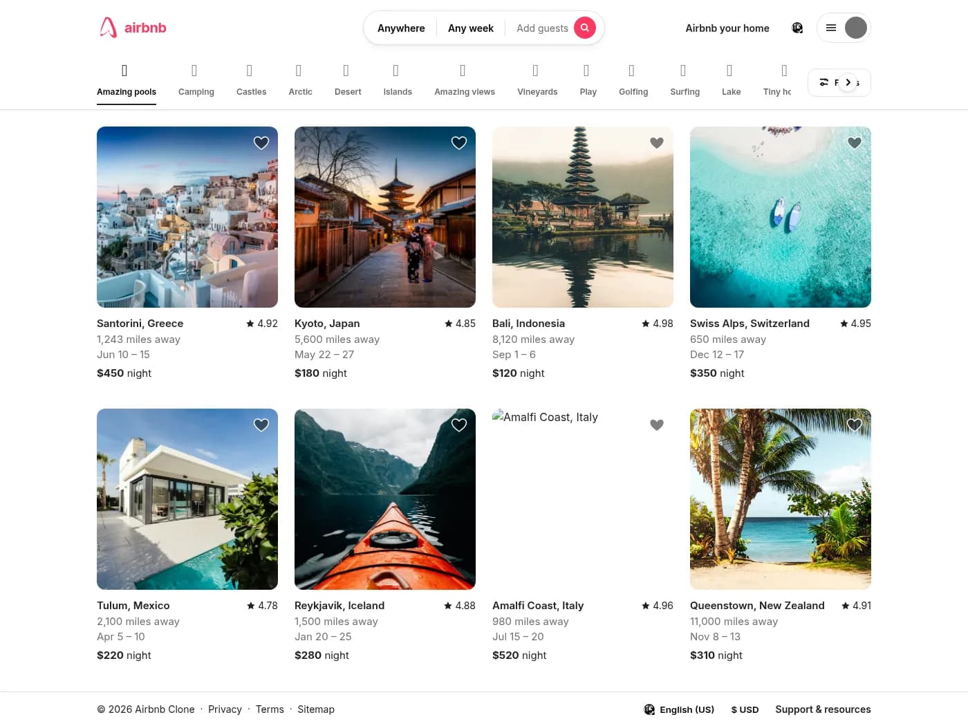 Airbnb Homepage Lite