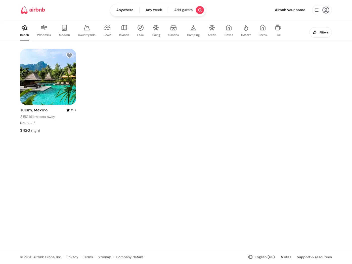 Airbnb Web Clone